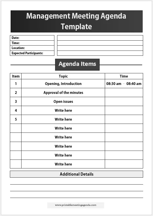 Management Meeting Agenda - Guide, Templates & Samples