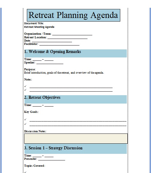 Retreat Agenda – Free Samples, Templates & Planning Tips