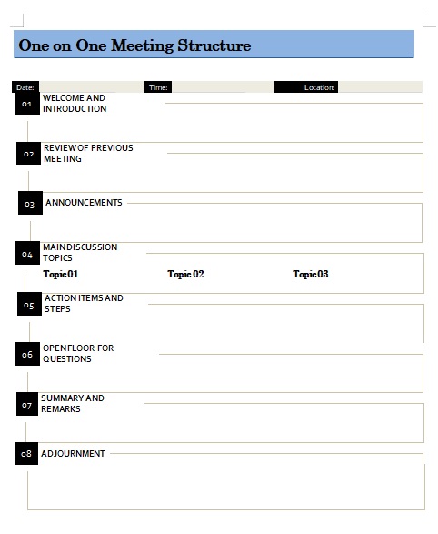One on One Meeting Agenda - Guidelines, Templates & Samples